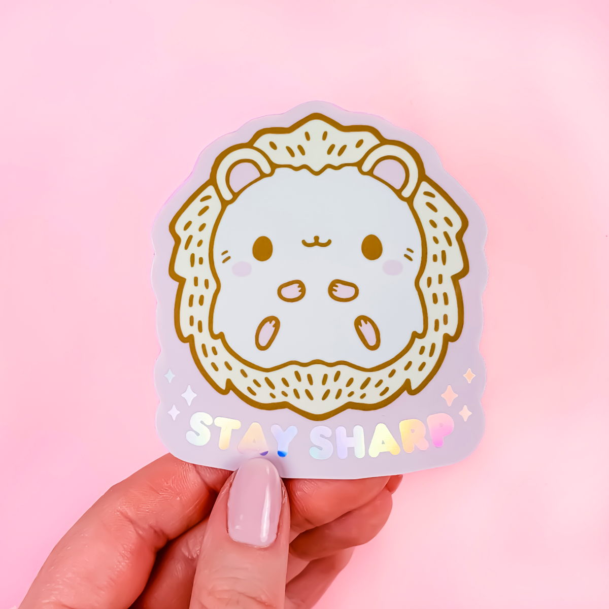 Stay Sharp Hedgehog Holographic Vinyl Sticker – blushsprout